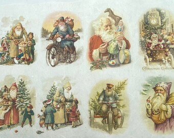 Paper Designs. Rice Paper, Christmas, Santa Claus, Toys, Vintage Style ...