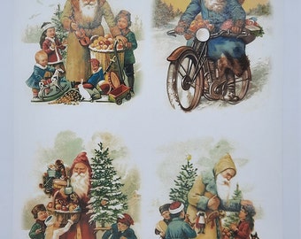 Paper Designs. Rice Paper, Christmas, Santa Claus, Toys, Vintage Style ...