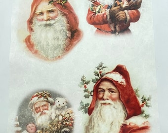 Santa Rice Paper for Decoupage, Vintage Christmas, Mulberry ...