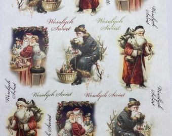 Santa Rice Paper for Decoupage, Vintage Christmas, Mulberry ...