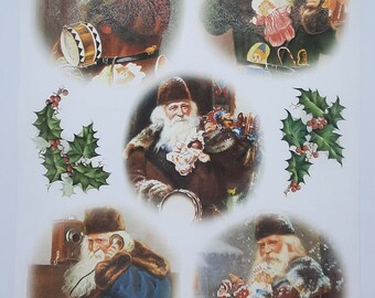 Santa Rice Paper for Decoupage, Vintage Christmas, Mulberry ...
