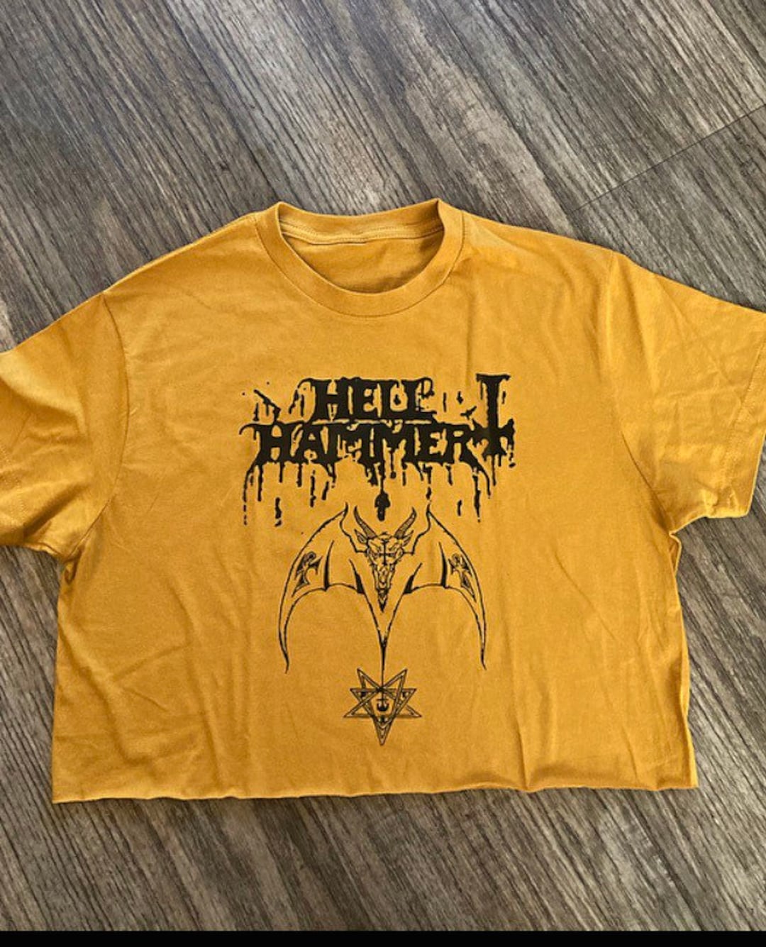 Yellow Crop Top Shirt, Black Metal T-shirt, Thrash Metal, Satanic Rites ...