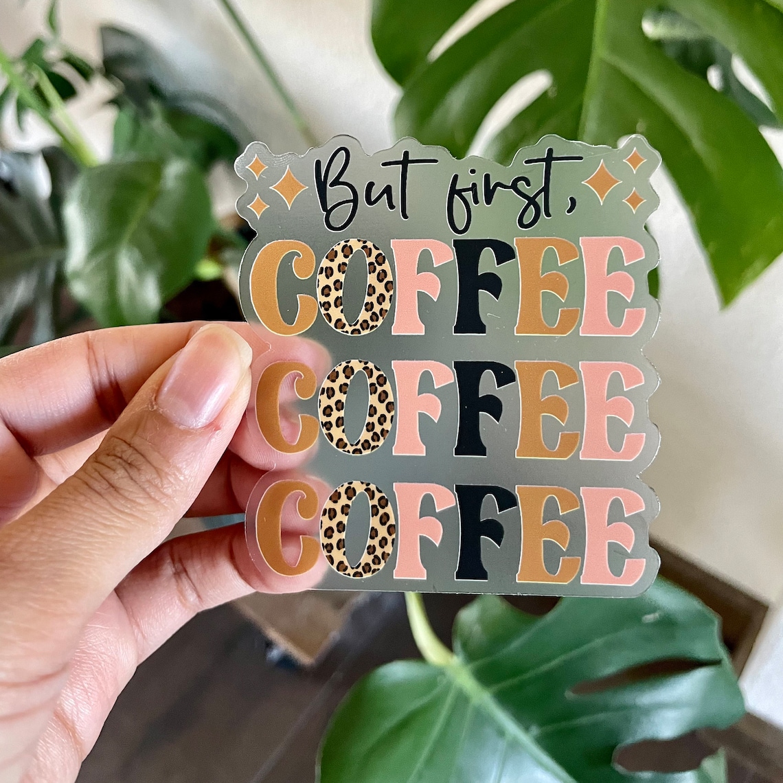But First Iced Coffee Clear Vinyl Matte Sticker Dishwasher/waterproof ...