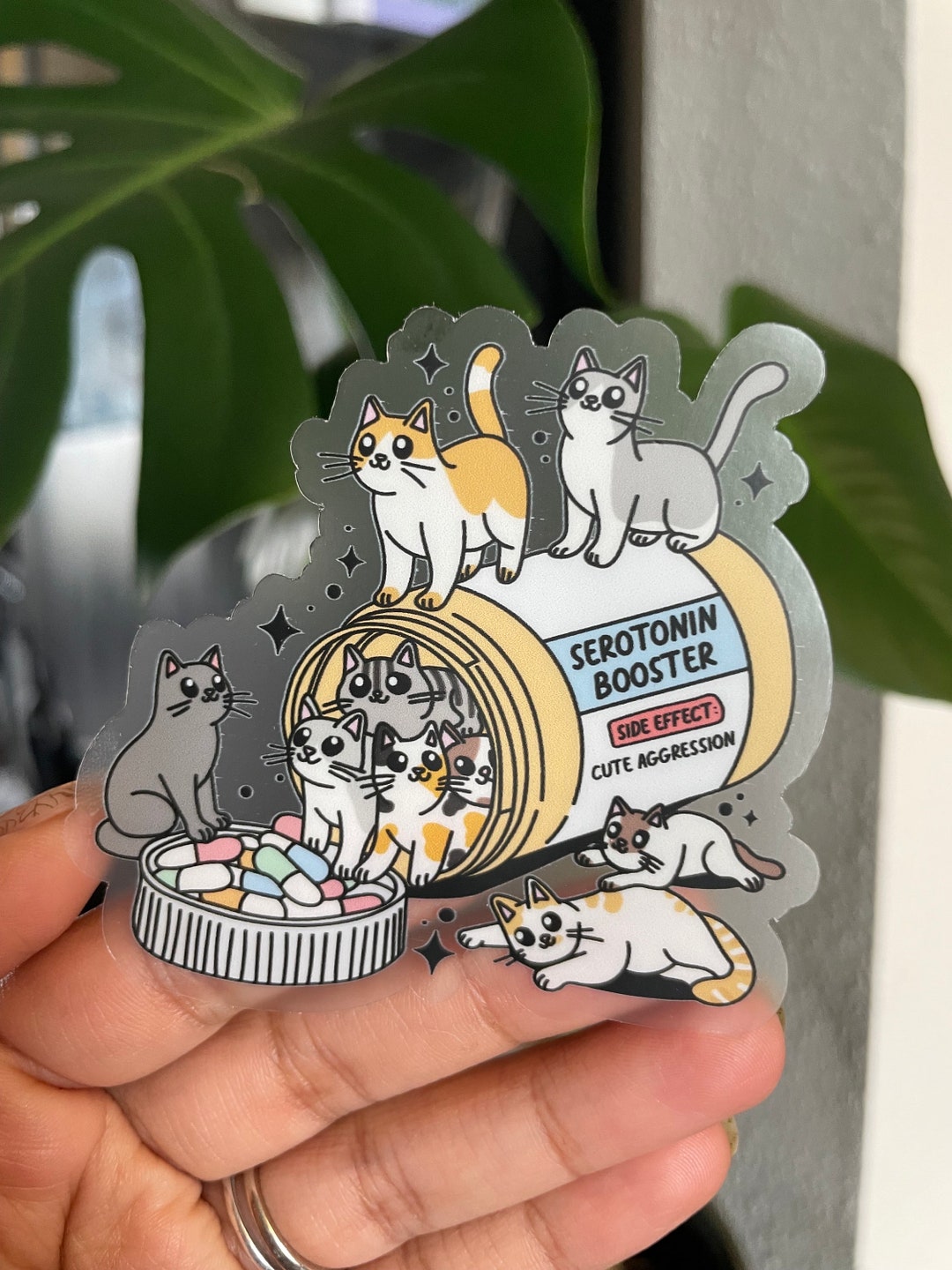 Serotonin Booster 3” Matte Sticker Dishwasher/waterproof, Cats, Mental ...