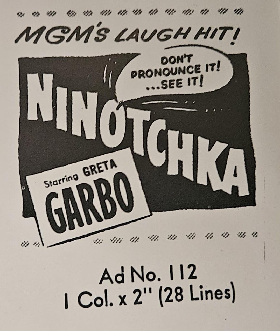 Greta Garbo "ninotchka" Melvyn Douglas. MGM Press Sheet - Etsy