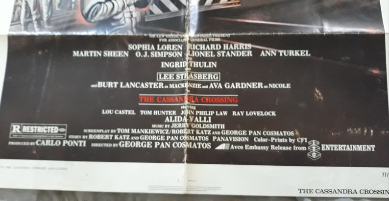 Sophia Loren the Cassandra Crossing Ava Gardner. Vintage 1 Sheet Movie ...