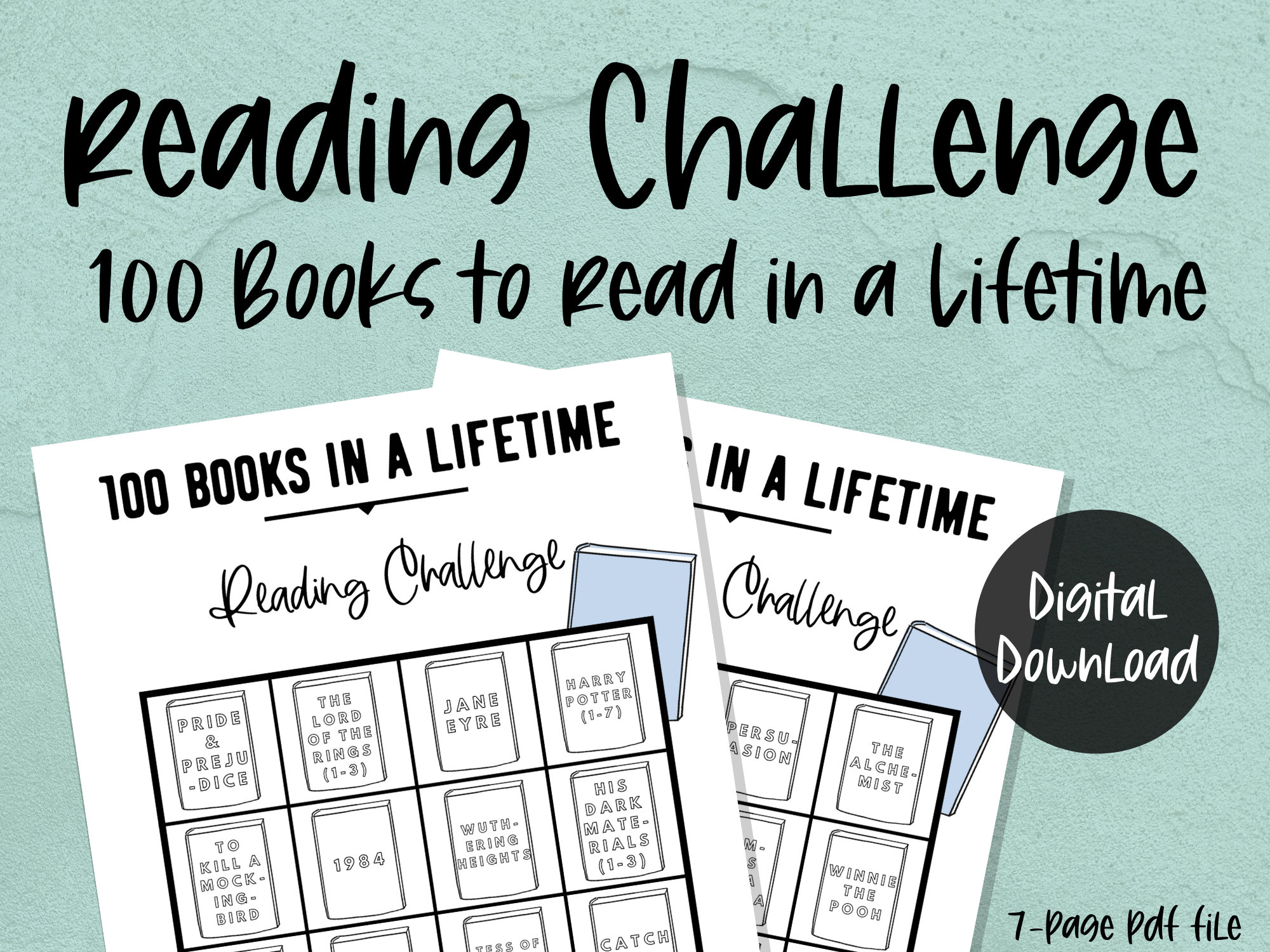 Reading Challenge Printable: 100 Books to Read in Your Life, Book ...