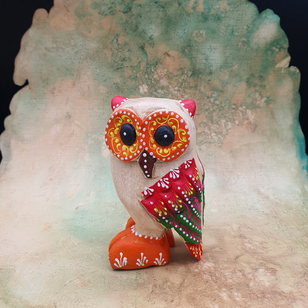 Handmade Wooden Owl Statue Wooden Owl Toy Cute Figurines - Etsy