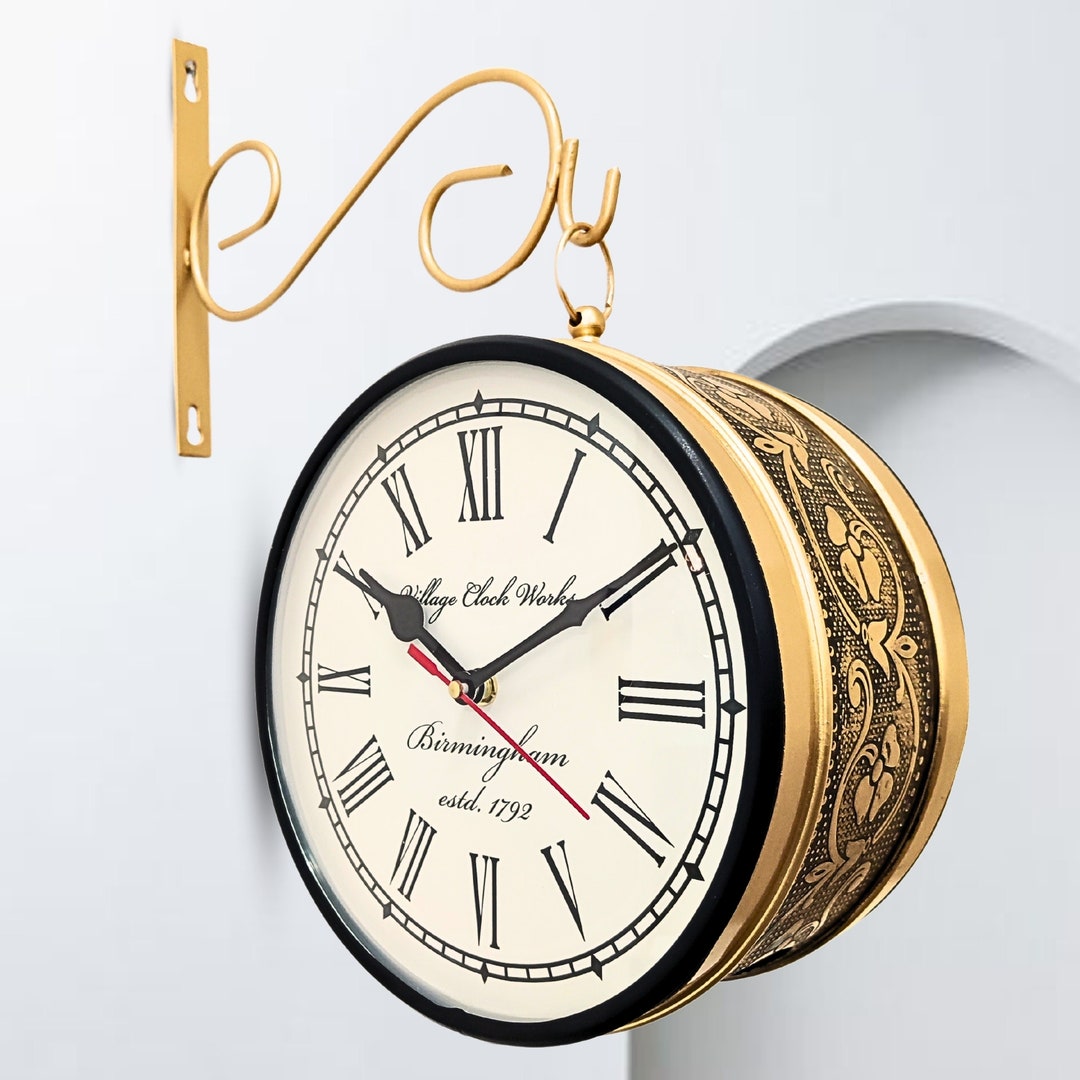 Antique Cooper Brass Station Clock Two Sided Clock Gift for Her ...
