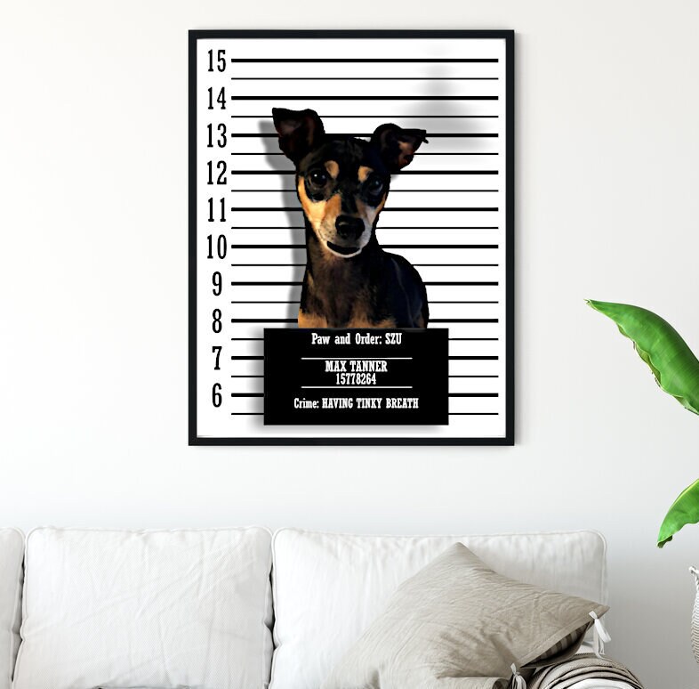 Funny Pet Portrait Dog Mugshot Custom Pet Portrait Dog | Etsy
