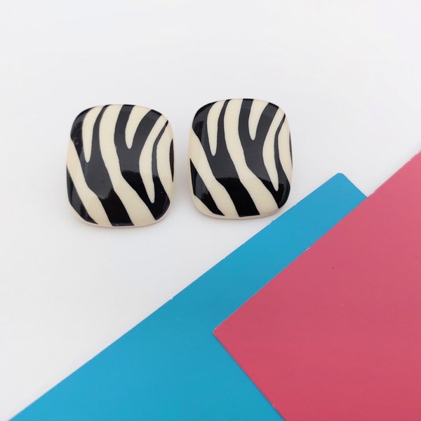 Zebra Stud Earrings - Etsy