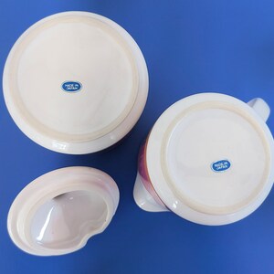 Colourful 80s Design Ceramic Creamer Set, Sugar Jar With Lid and Milk ...