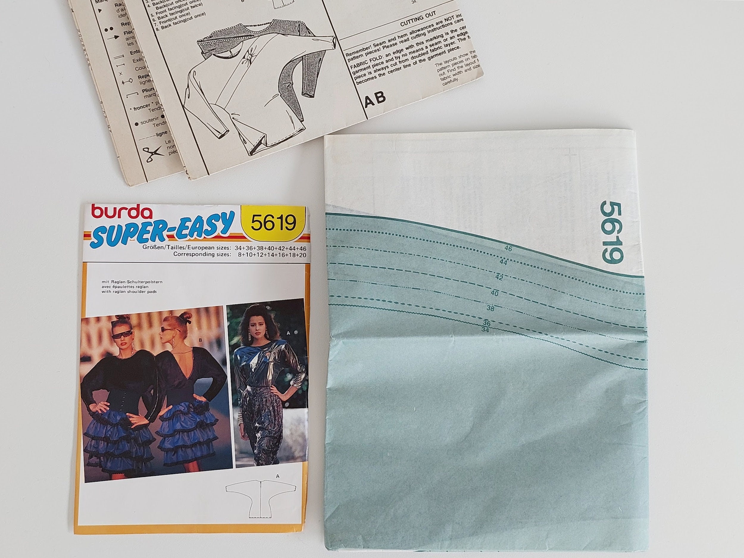 Burda Super Easy 5619, Uncut Pattern for Top With Raglan Sleeves for ...