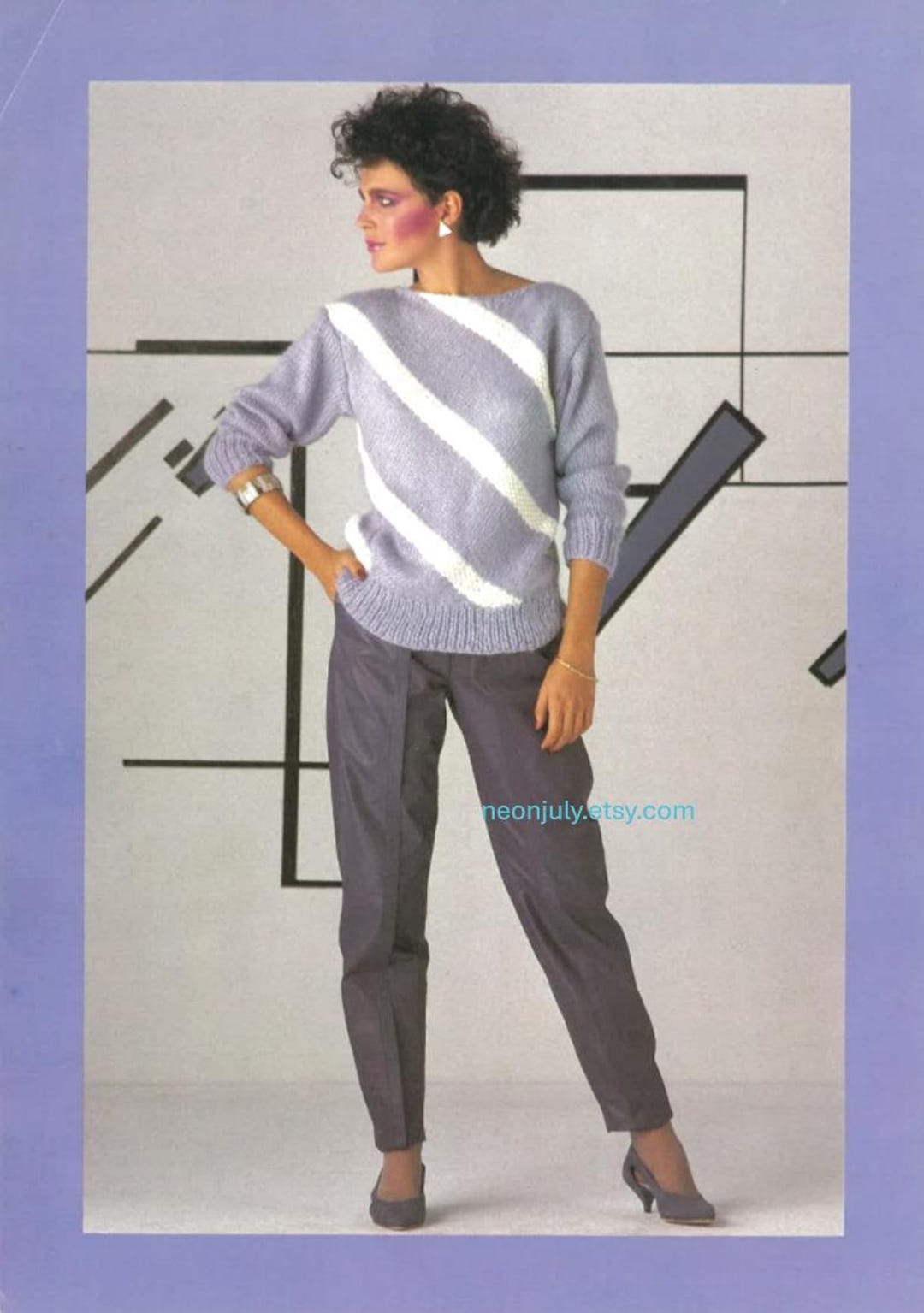 Diagonal Stripe Boat Neck Sweater Knitting Pattern (PDF Download ...