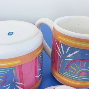 Colourful 80s Design Ceramic Creamer Set, Sugar Jar With Lid and Milk ...