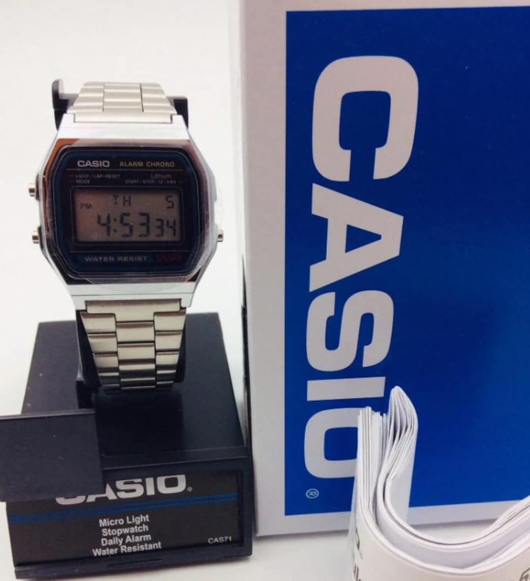 New Casio Genuine A158W Silver-tone Digital Watch 32mm WR30M Alarm ...