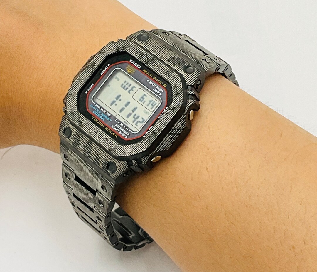 New SOLAR Casio G Shock GW-M5610 Custom Full Metal Silver Camouflage ...