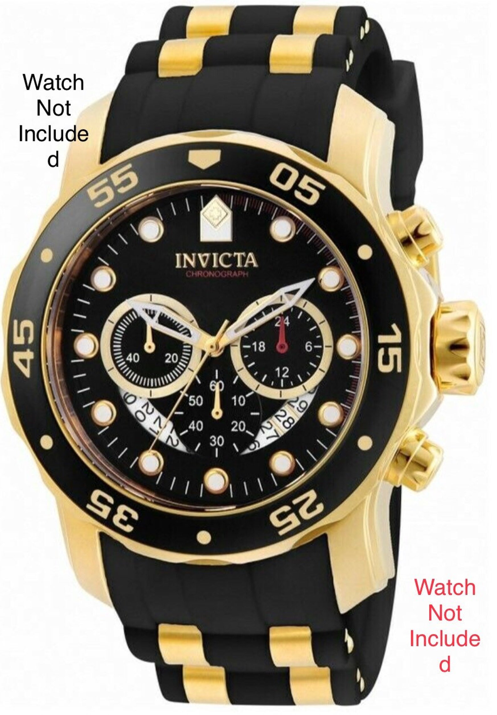 26mm Rubber Black Watch Band Strap for Invicta Pro Diver 6977-6978-6981 ...