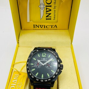 INVICTA 0857 Men's Watch NEW Stainless Steel Black Leather Watch ...