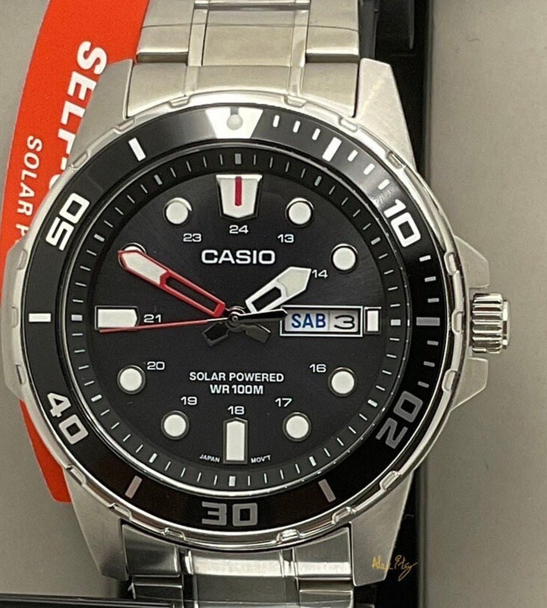 CASIO SOLAR MTP-S110-1AV, Mens Solar Power Watch, Day/date, Silver S ...