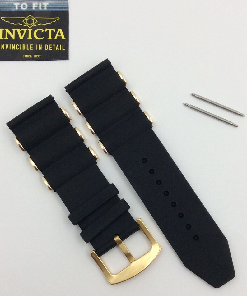 26mm Fits Invicta Watch Band Strap Pro-diver Gold Buckle 2 Pins ...