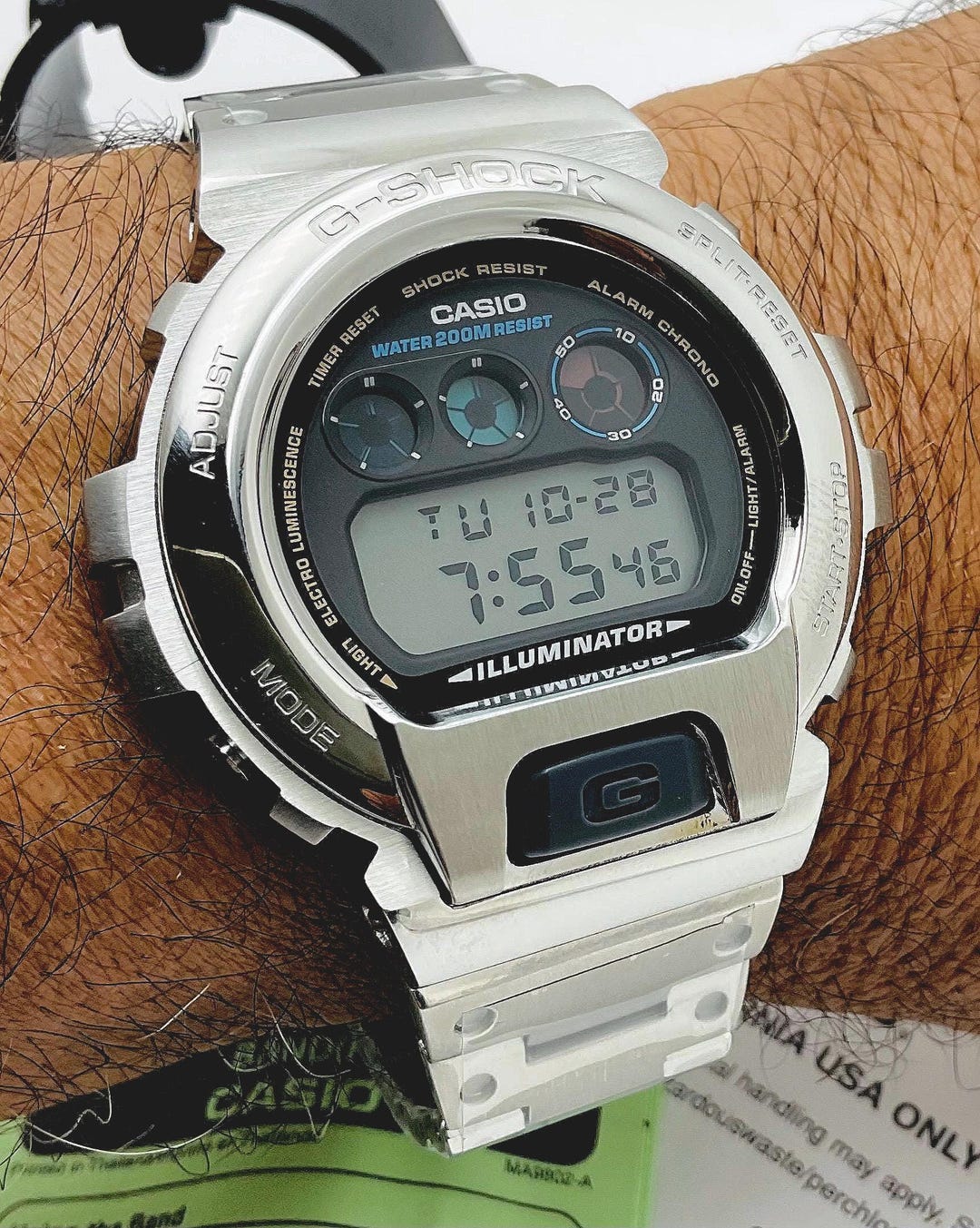 New Casio G-shock DW6900-1VCT Silver Custom Watch Light Alarm ...