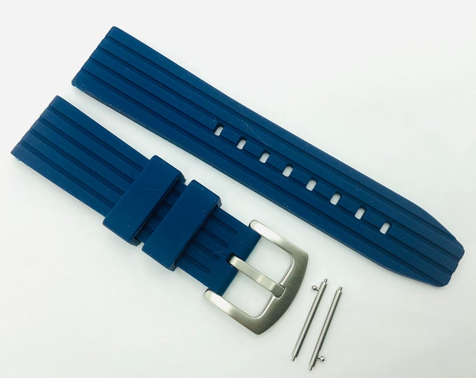 22mm Navy Blue Seiko Diver High Quality Silicon Diver Watch Band Strap ...