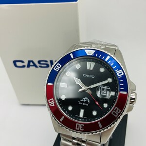 Casio MDV106B-2AVCF, PEPSI, Duro, Men's Silver S/steel Watch, 200-meter ...