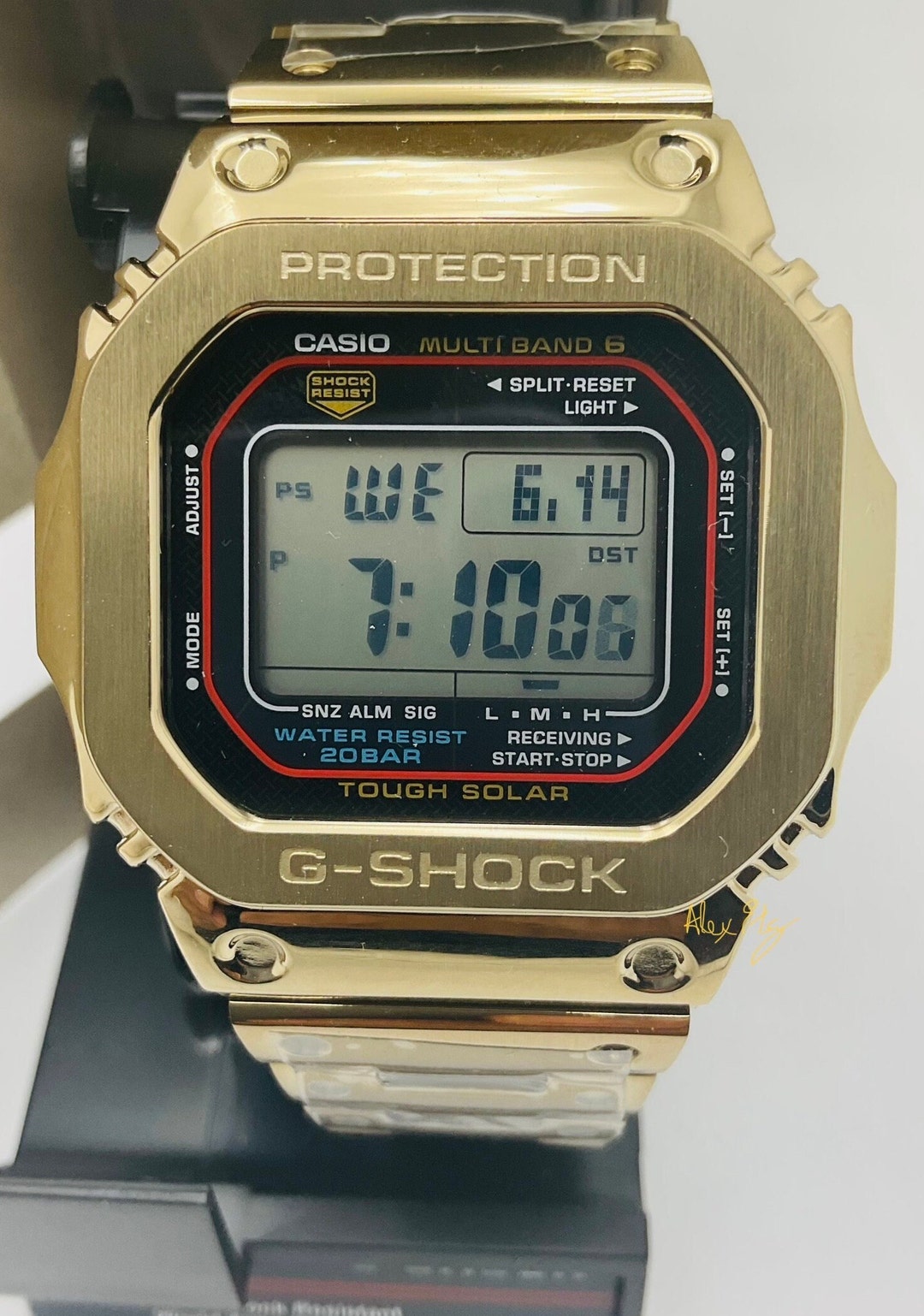 New SOLAR Casio G Shock GW-M5610 Custom Full Metal Gold Stainless Steel ...