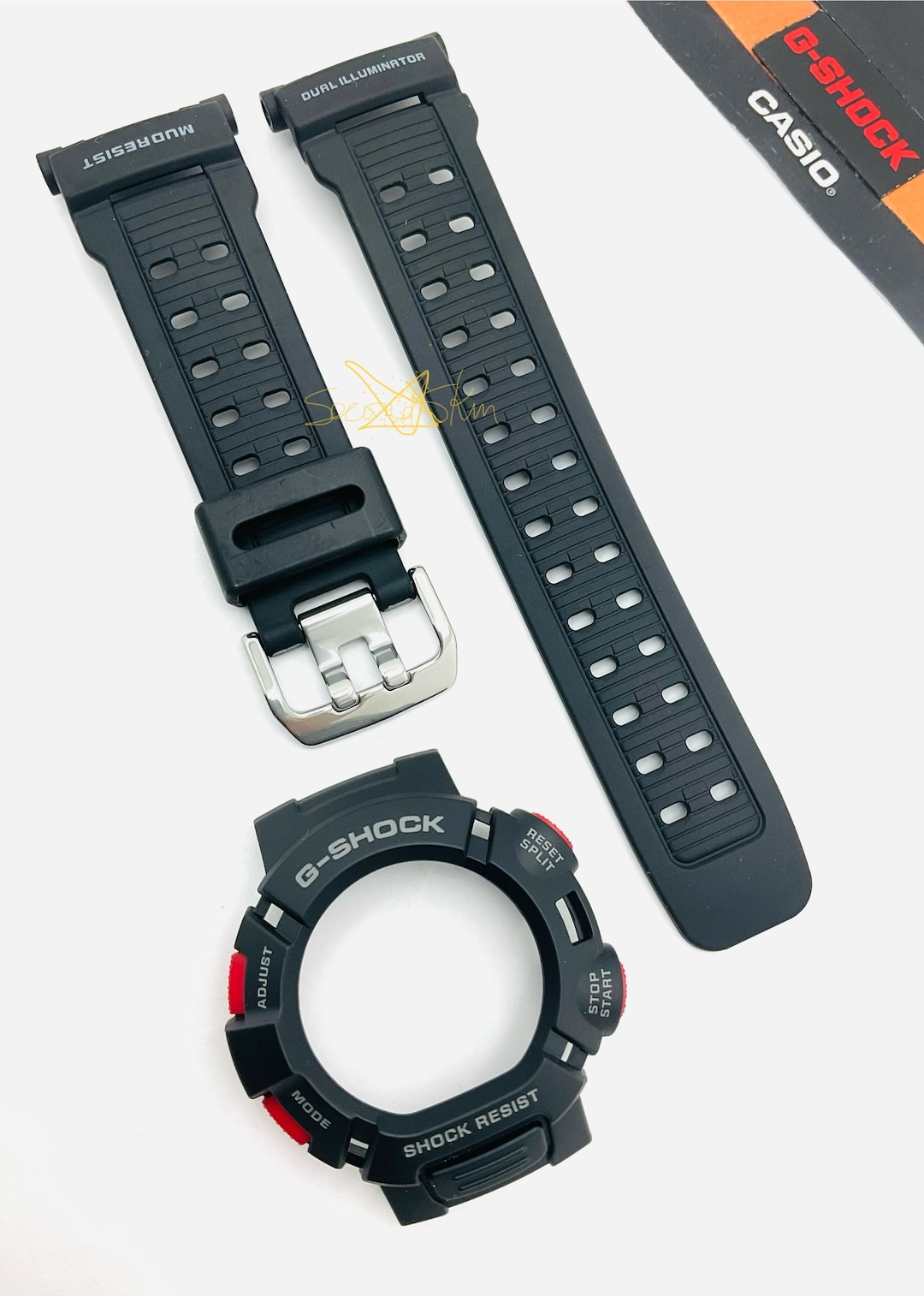 Genuine Casio G-shock Mudman G-9000 G9000 Black Resin Watch Band ...