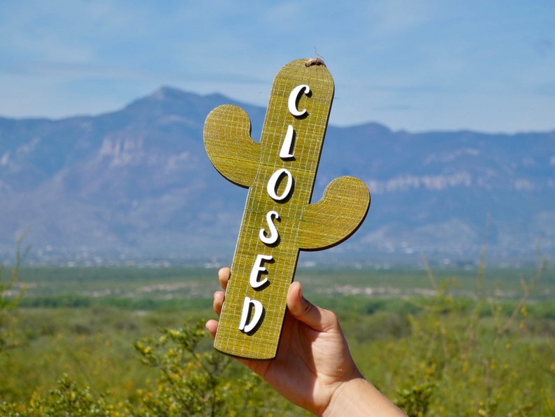 Cactus open Closed Sign / Open Sign / Cactus Sign - Etsy