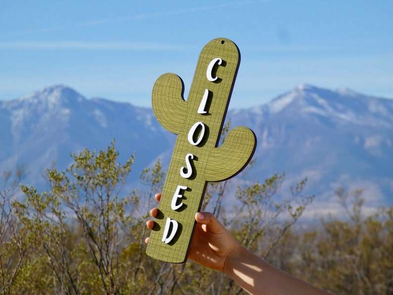 Cactus open Closed Sign / Open Sign / Cactus Sign - Etsy
