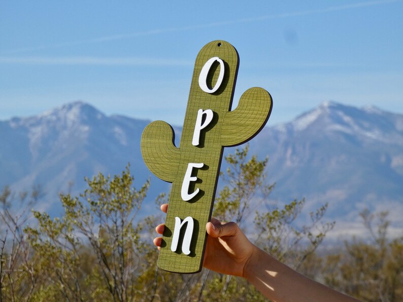 Cactus open Closed Sign / Open Sign / Cactus Sign - Etsy