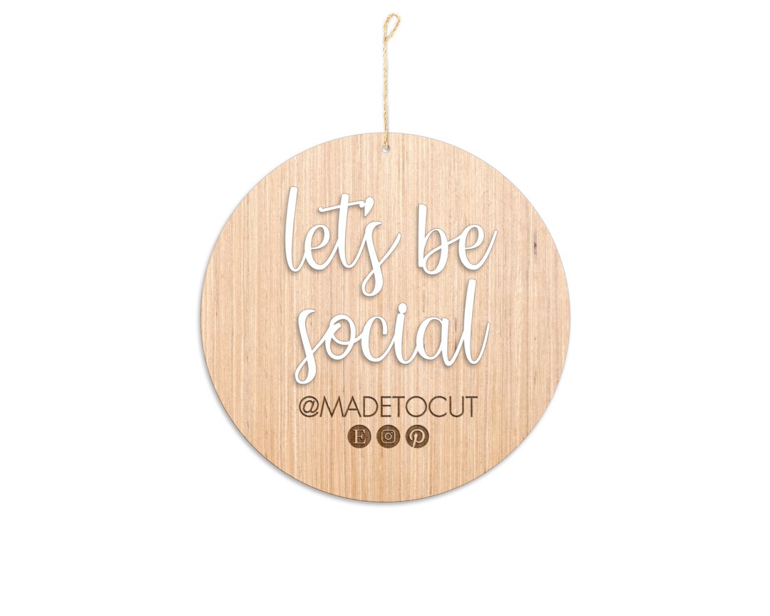 Social Media Sign / Business Social Media Sign / let's Be Social Sign ...