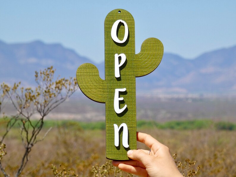 Cactus open Closed Sign / Open Sign / Cactus Sign - Etsy