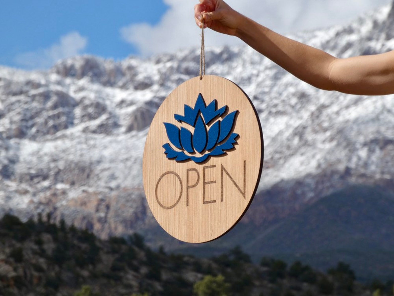 Lotus Flower Open Closed Sign / Open Sign / Closed Sign / | Etsy