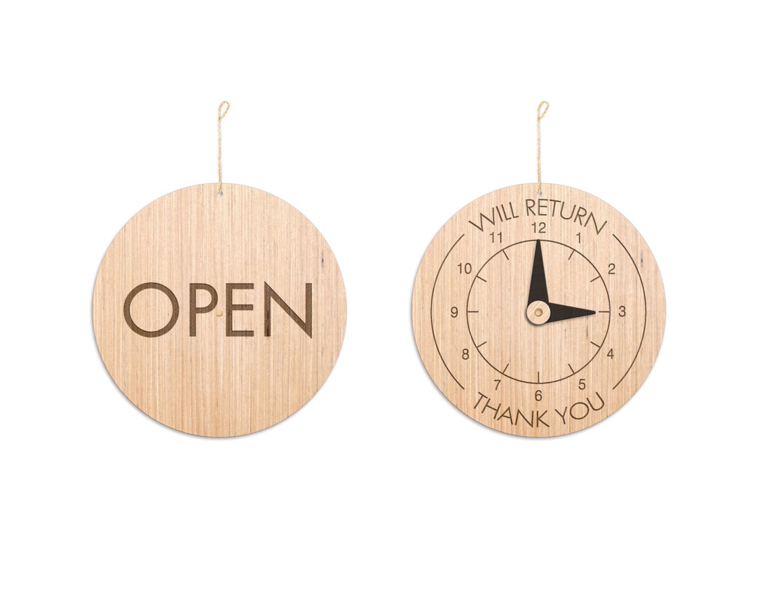 Reversible Open Sign / Be Back Soon Sign / will Return Sign / Clock ...