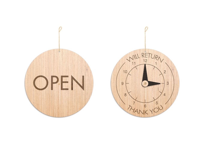 Reversible Open Sign / Be Back Soon Sign / "will Return" Sign / Clock ...