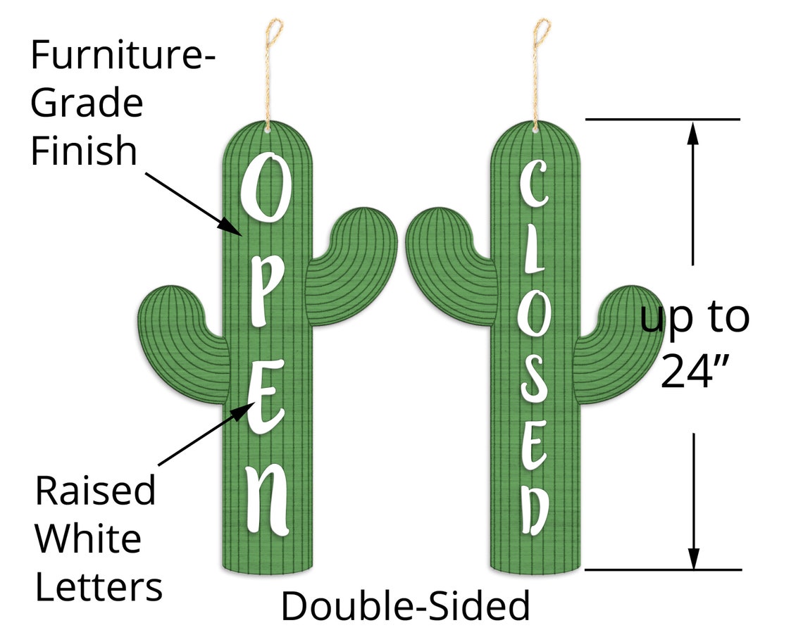 Cactus open Closed Sign / Open Sign / Cactus Sign - Etsy