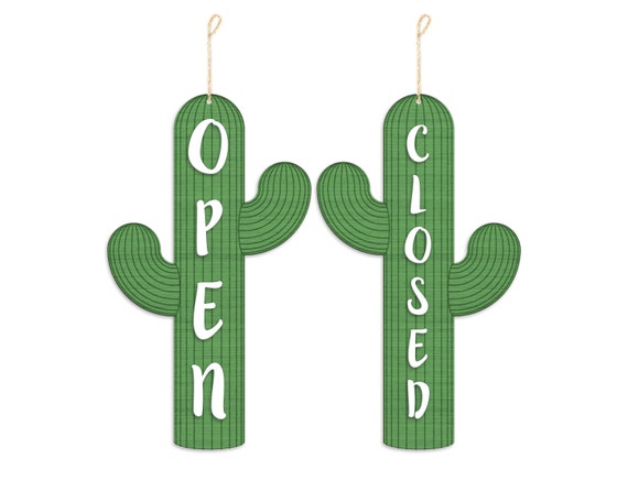 Cactus open Closed Sign / Open Sign / Cactus Sign - Etsy