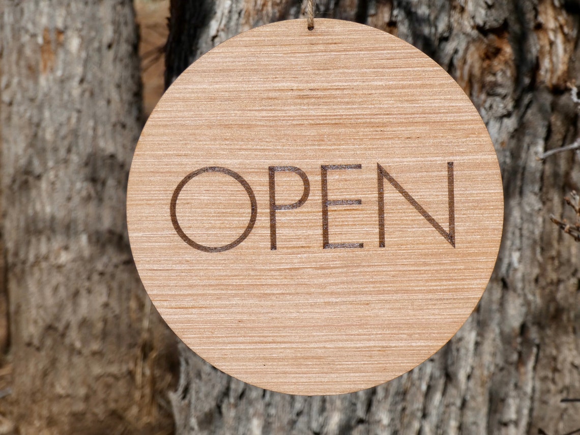 Wooden Open Sign / Reversible Open Sign / Clock Sign / | Etsy