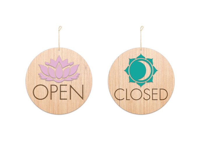 Lotus Flower Open Closed Sign / Open Sign / Closed Sign / Reversible ...