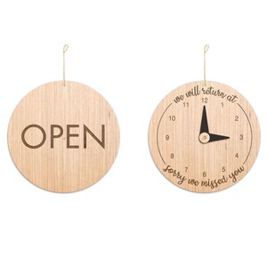 Wooden Open Sign / Reversible Open Sign / Clock Sign / will Return At ...