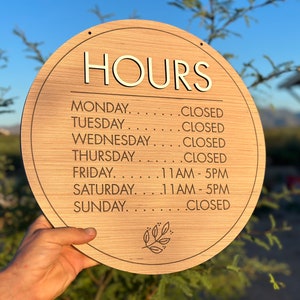 Business Hours Sign / Custom Office Hours Sign / Shop Hours Sign / Open ...