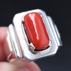 Natural Dark Deep Red Coral Marjan Ring Mens Coral Rings Coral (marjaan ...