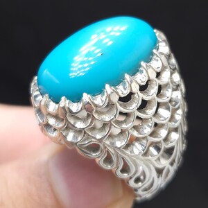 Rare Quality Mens Big Turquoise Ring Natural Feroza Ring Shia Rings for ...
