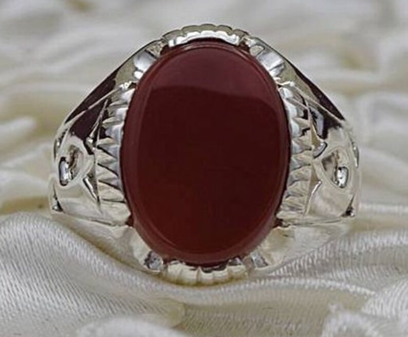 Natural Dark Brown Red Yemeni Aqeeq Ring Yamni Akik Ring 925 - Etsy