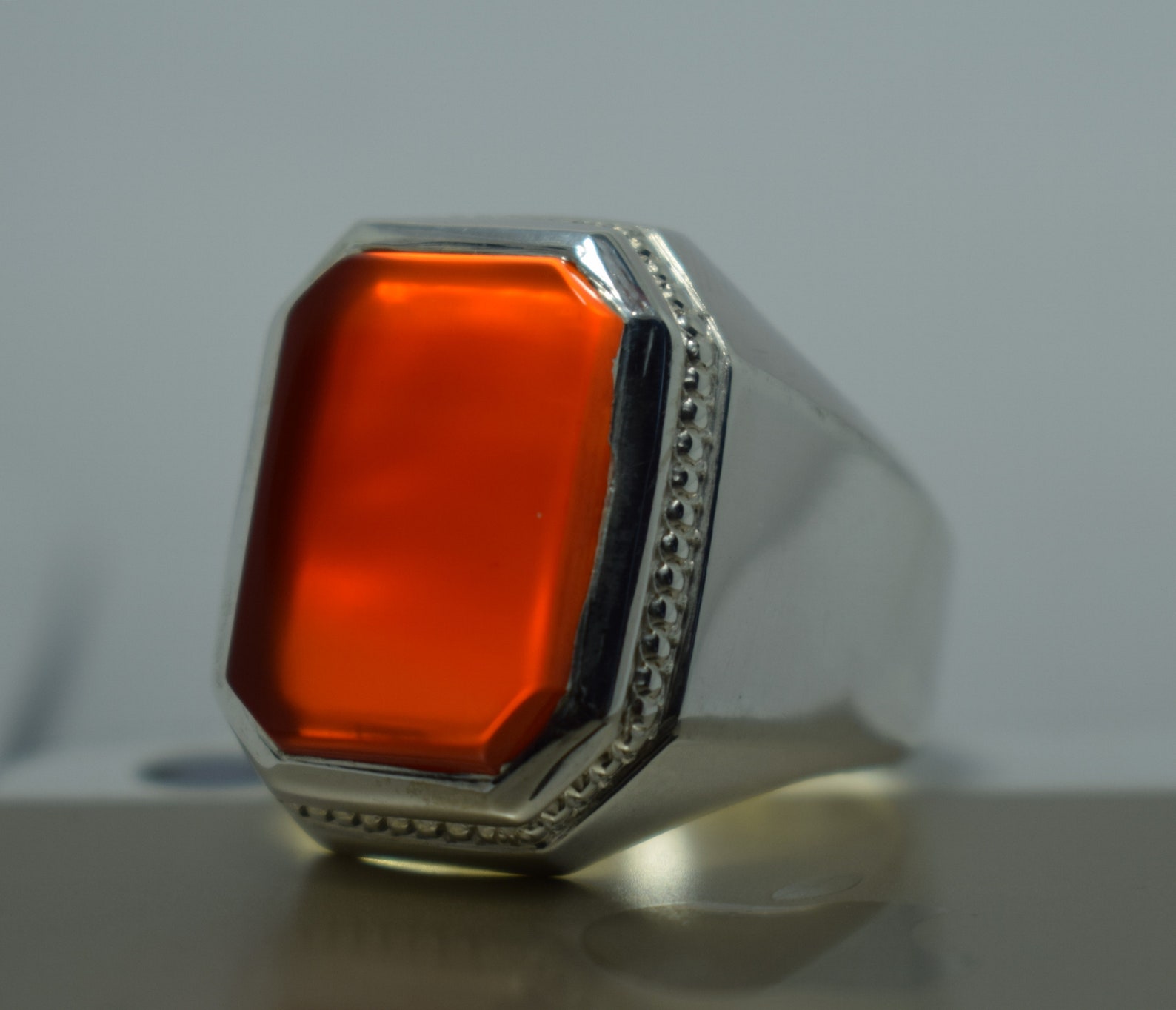 Aqeeq Ring Brown Blood Red Agate Stone Natural Yemeni Akik - Etsy