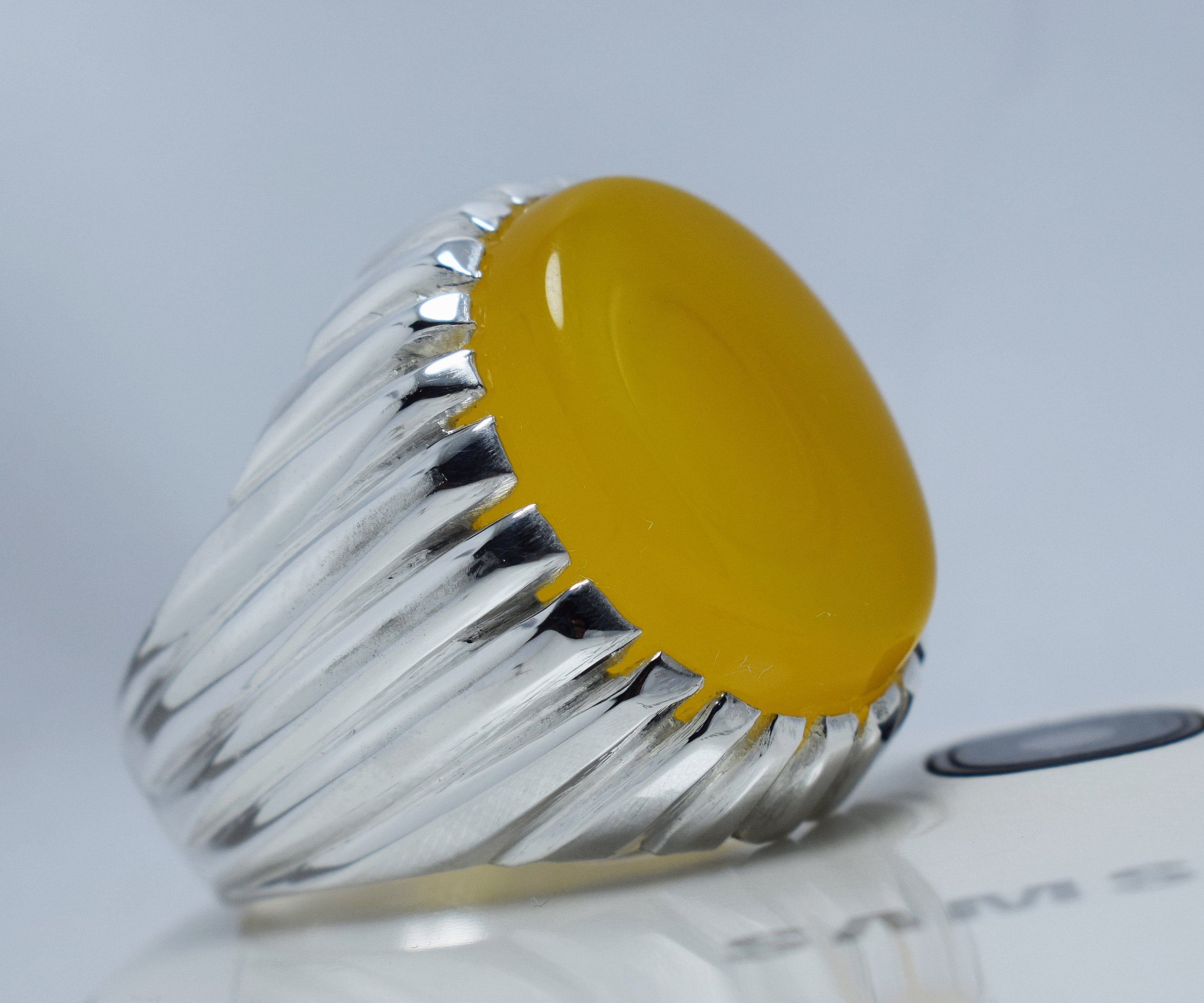 Men Yellow Real Yemeni Aqeeq Akik Ring Carnelian Agate Bague | Etsy