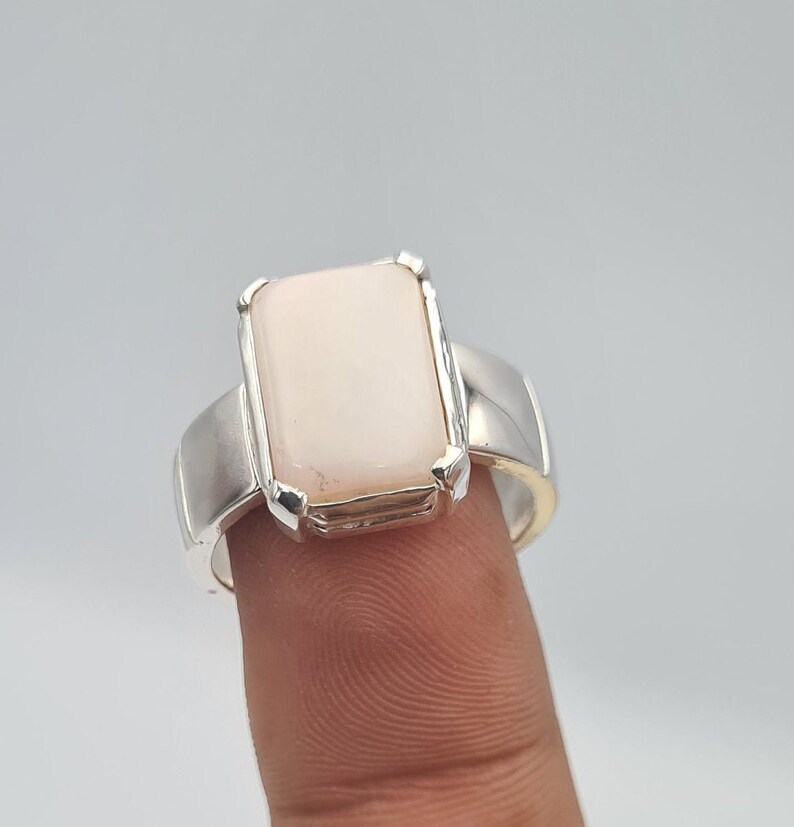 Handmade Sterling Silver White Opal Ring, Mens Zodiac Jewelry - Etsy